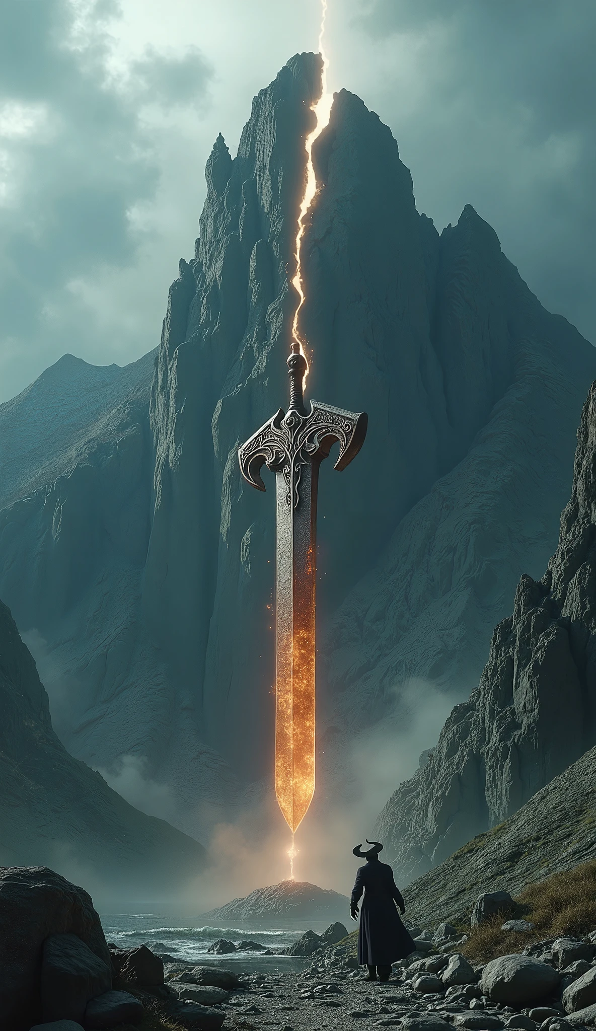 The mountain split in two by the devil's sword - SeaArt AI