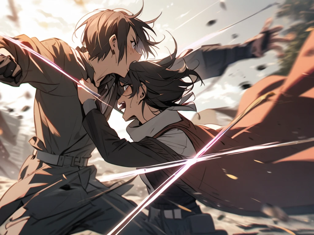 Two people fighting each other - SeaArt AI