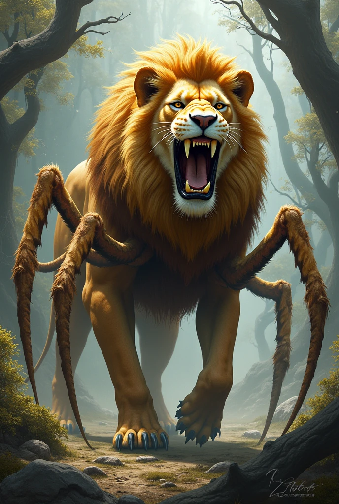 Spider + lion - SeaArt AI