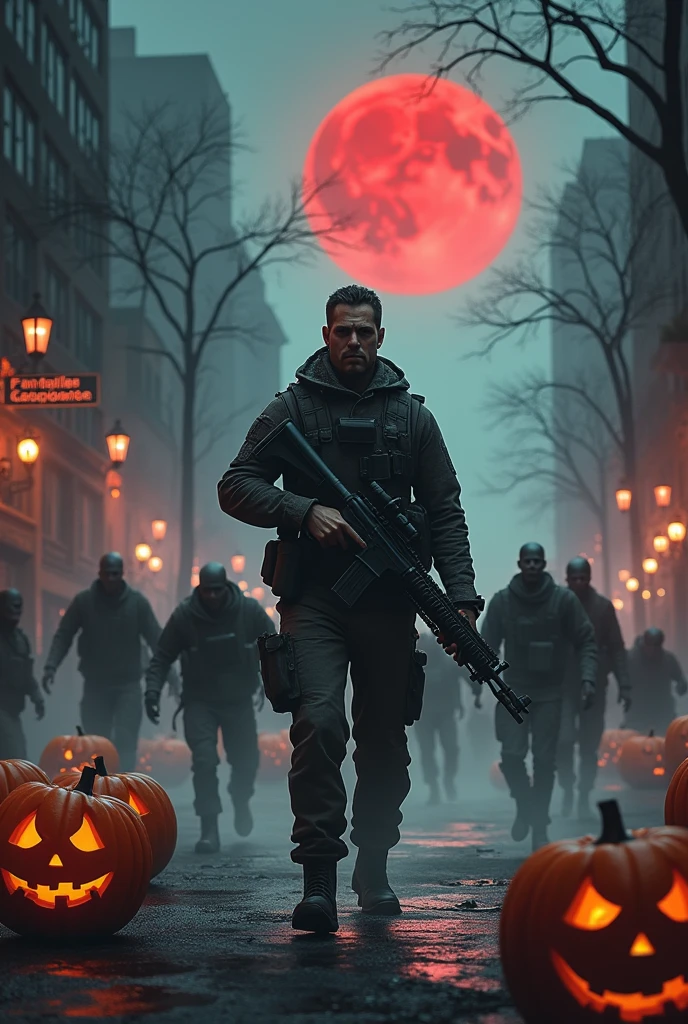 A horde of zombies is chasing the main character around the city ...