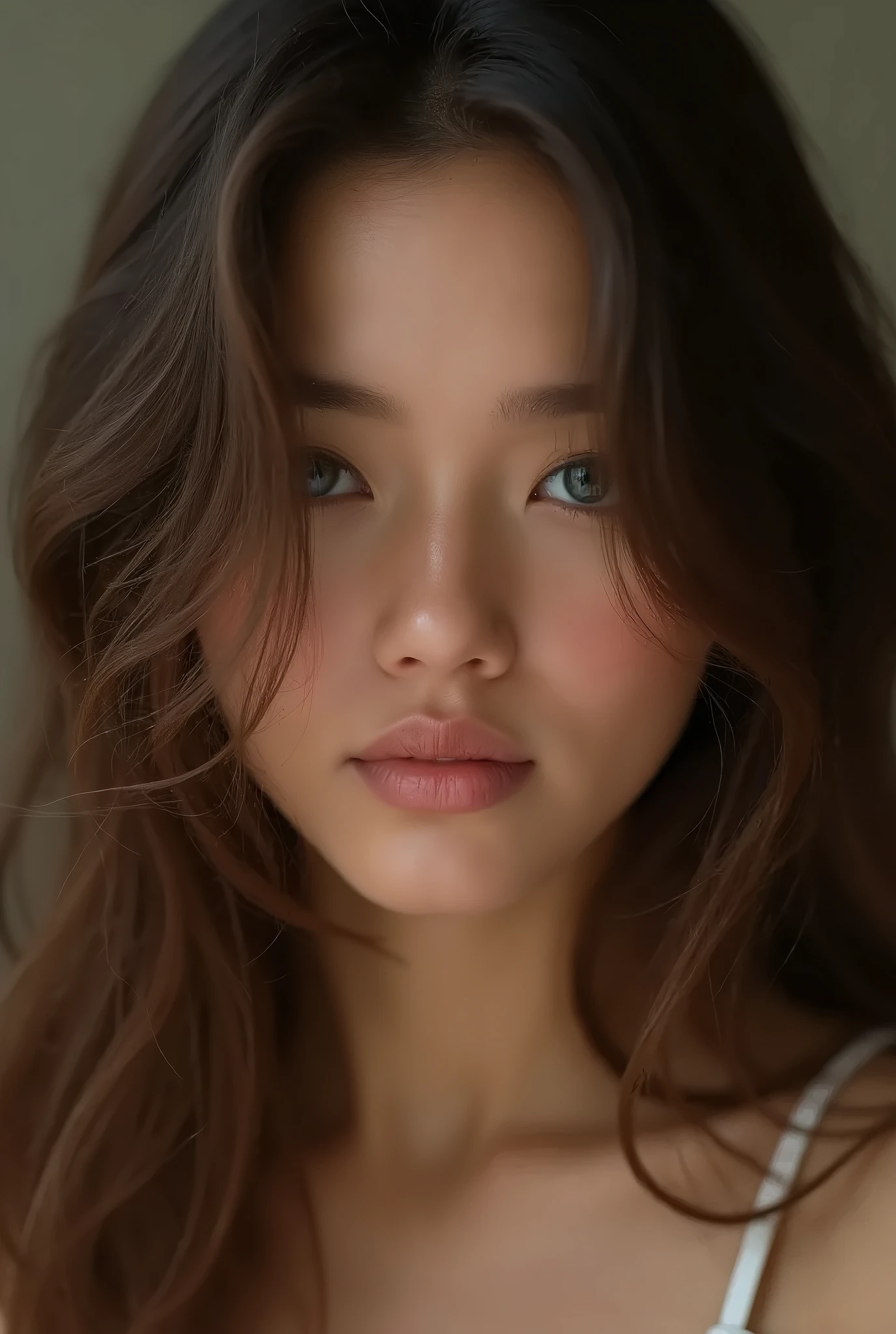 Draw a realistic image of a brown and wavy hair girl hiding her face ...