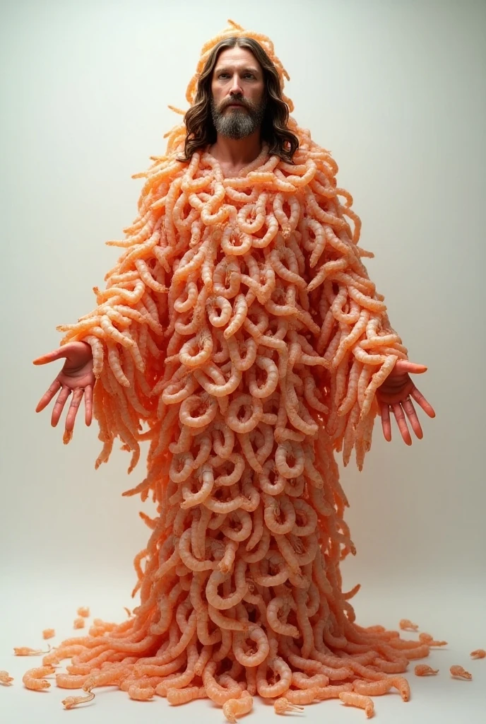 An image of Jesus Christ built from shrimp - SeaArt AI