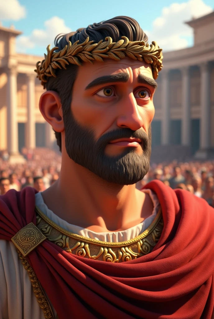 Julius Caesar with his laurel wreath, Realistic Pixar way - SeaArt AI