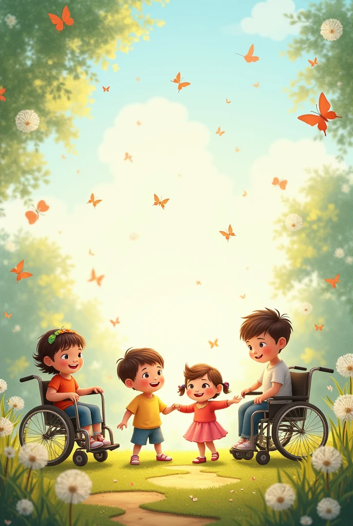 Create a wallpaper image to write inside it, a poem for disabled ren ...