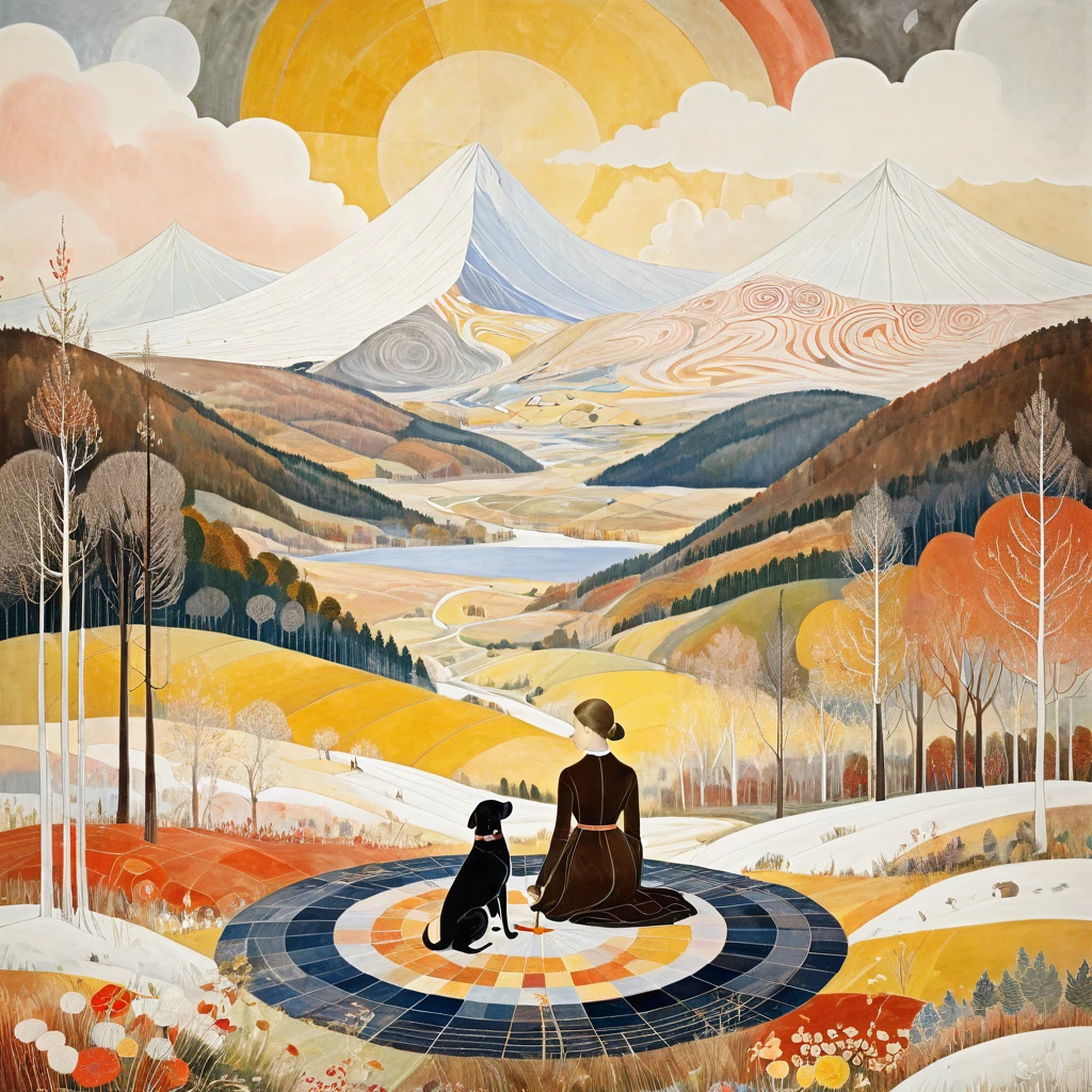 An illustration in the artistic manner of Hilma AF Klint (Swedish ...