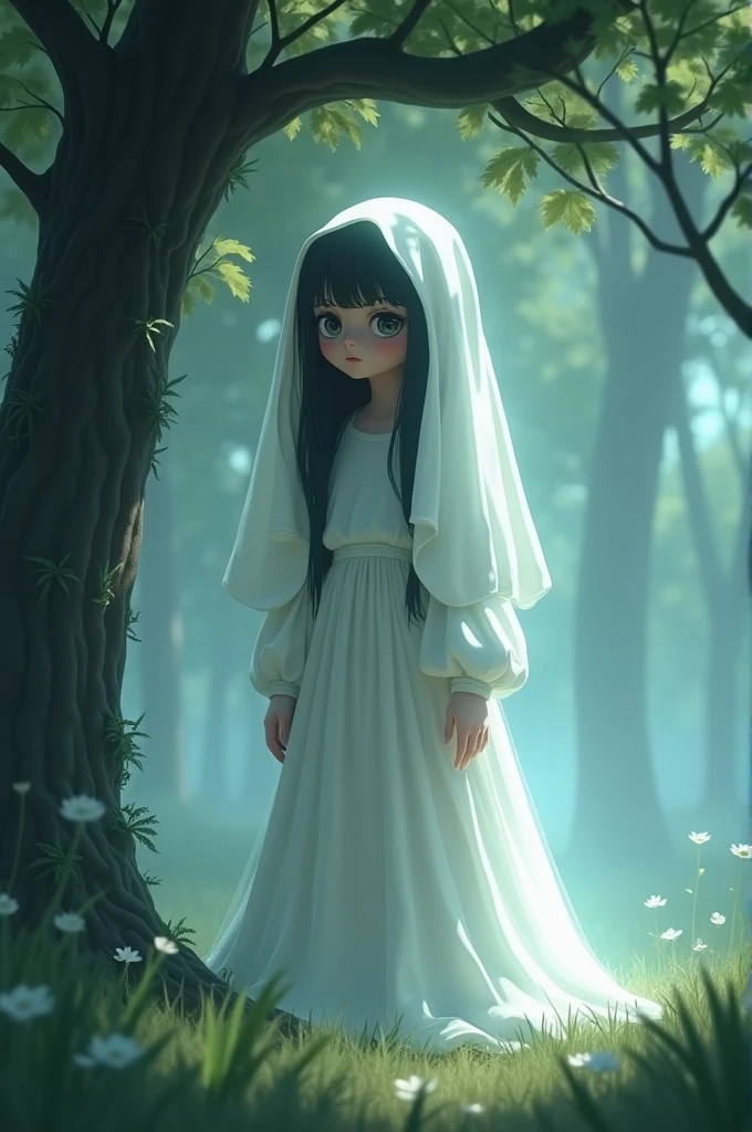 In cinematic 3d cartoons style"Mysterious Woman in White:** - SeaArt AI