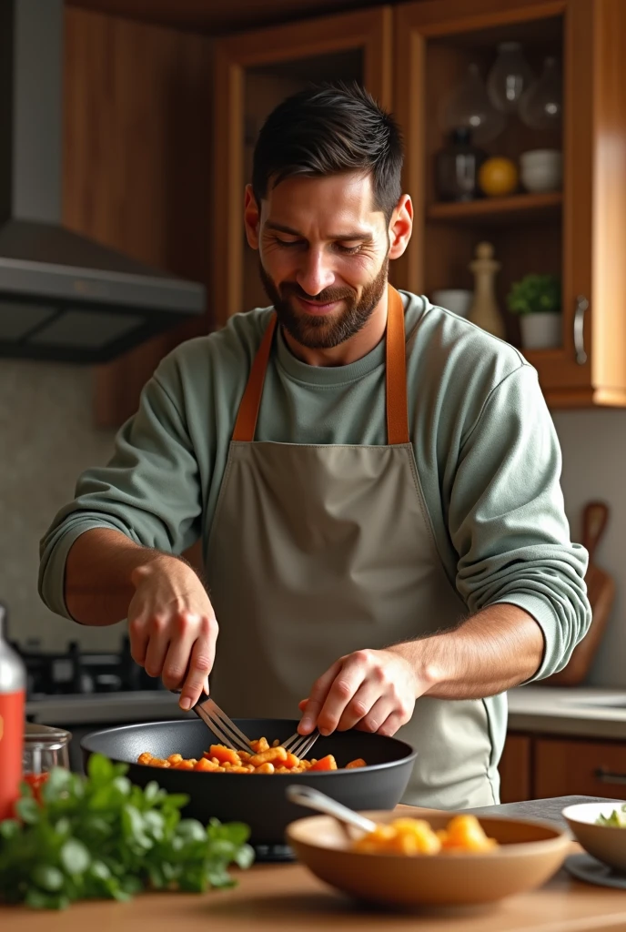 Messi cook for famity - SeaArt AI