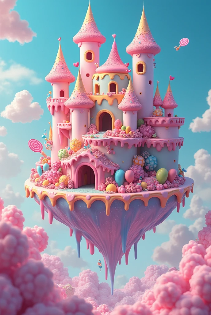 Flying candy castle - SeaArt AI