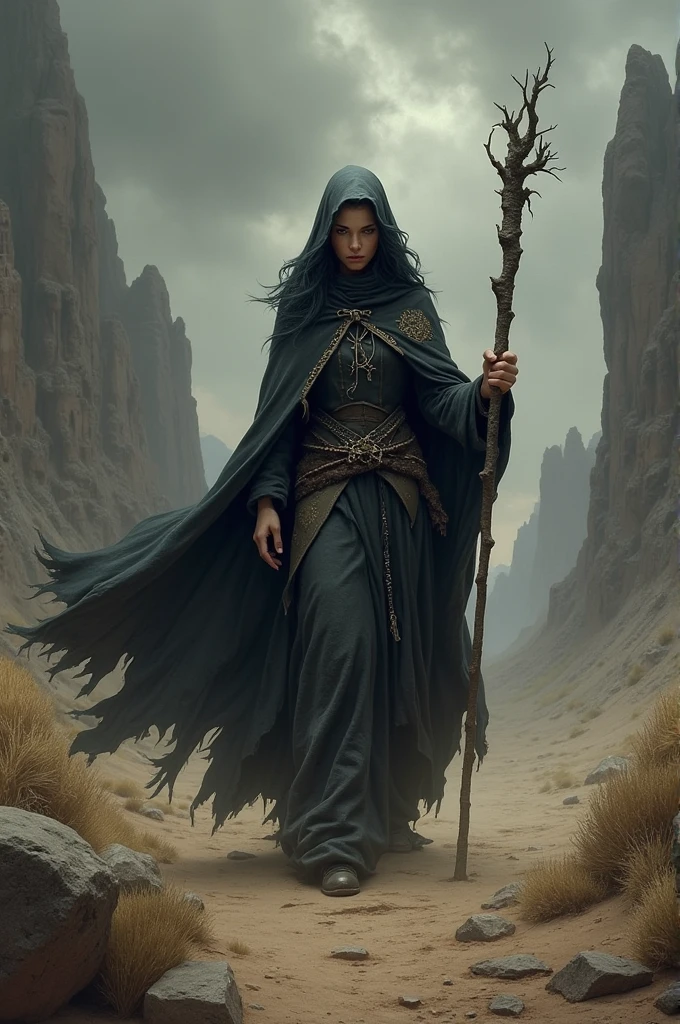 Make a wizard maiden in a dark western world - SeaArt AI