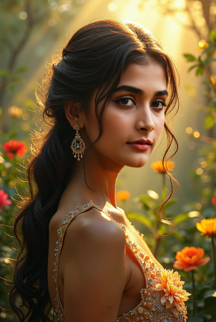 Pooja Hegde, a beautiful forest at dawn, idyllic, magical, majestic ...