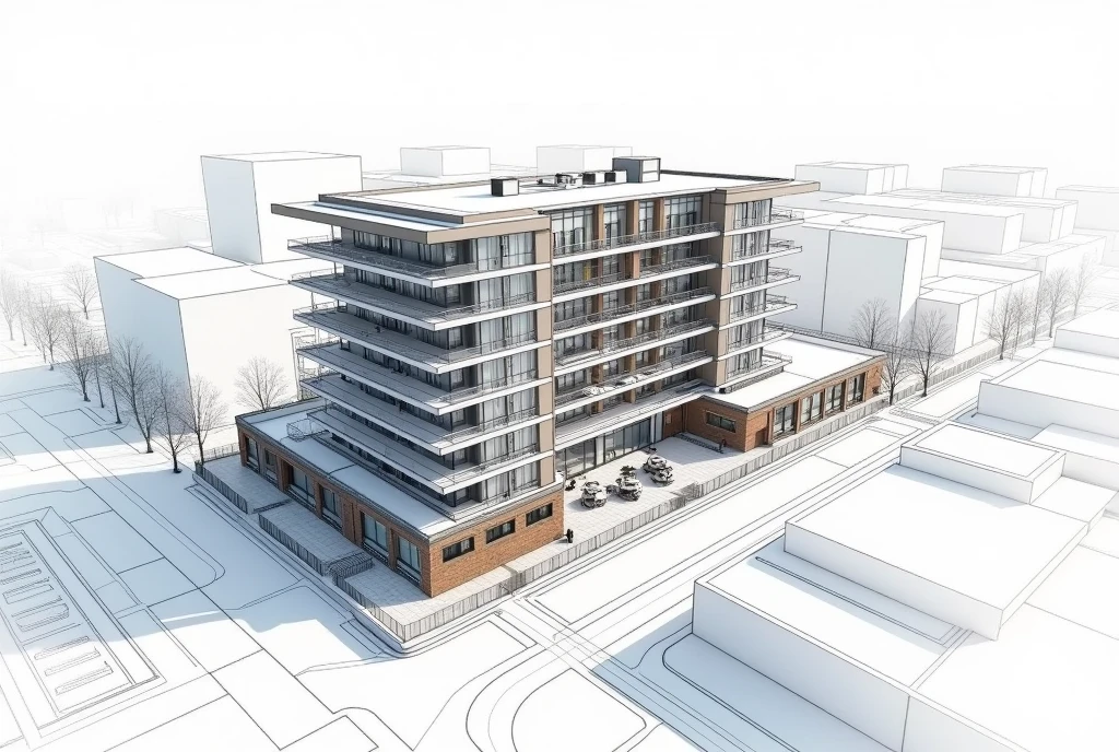 Detailed technical architectural drawing for a residential building ...