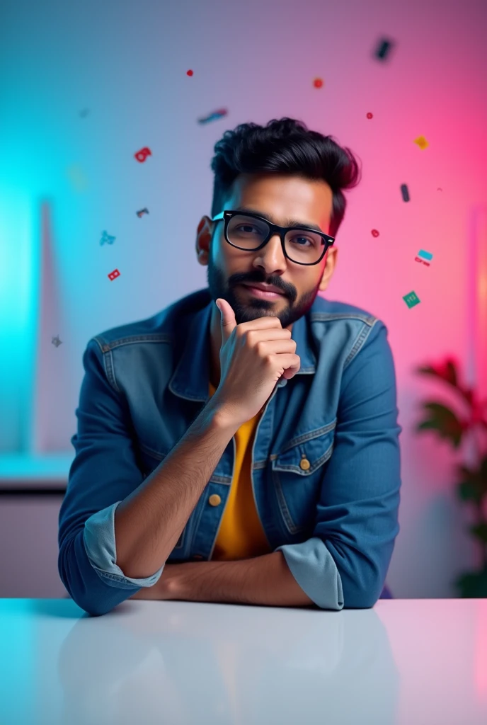 Design a YouTube thumbnail-style image featuring an Indian tech ...
