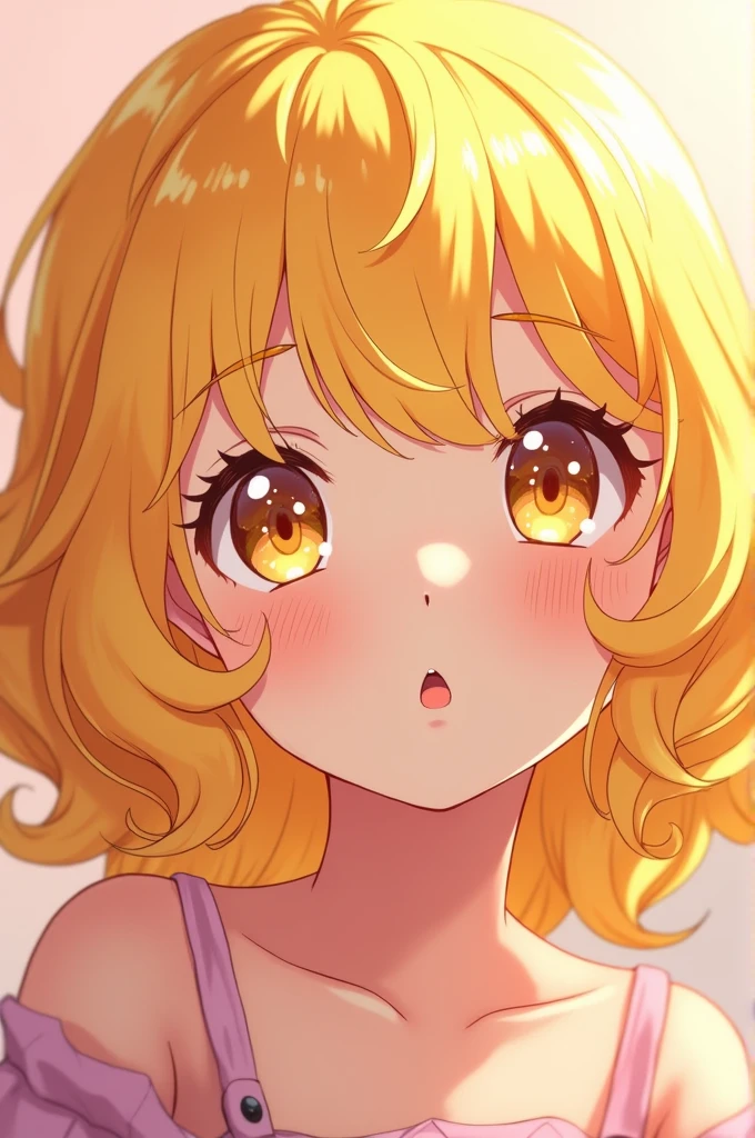 An anime girl with yellow curly hair - SeaArt AI