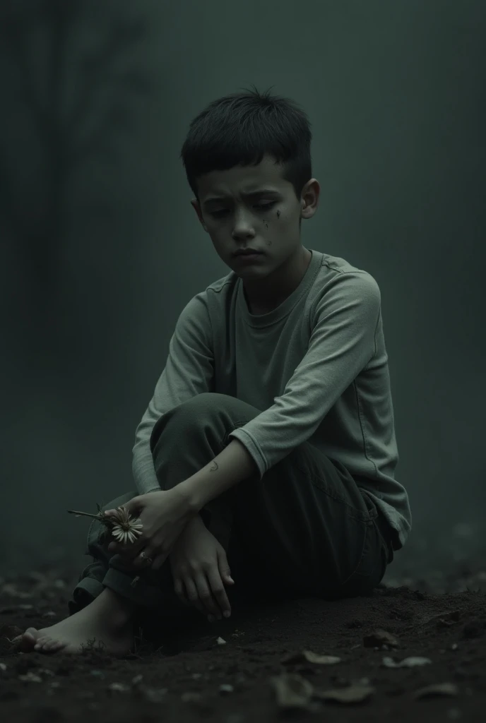 Single sad boy waiting for death - SeaArt AI