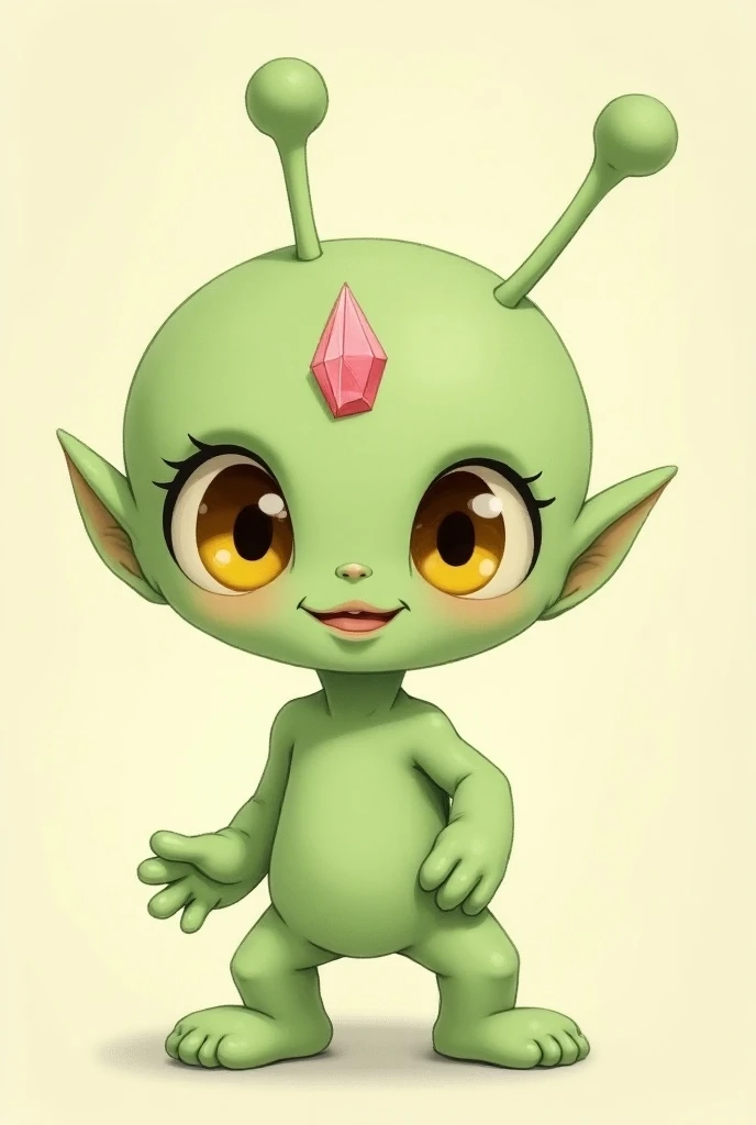 ALIEN little light green boy without clothes, no marks on the skin ...