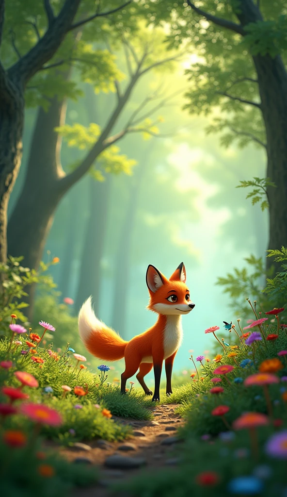 "A peaceful, magical forest setting with a brave little fox named Finn ...