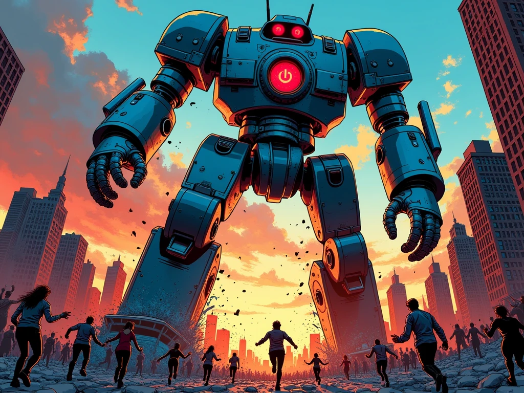 A vibrant, comic-style illustration with bold colors and halftone dots ...