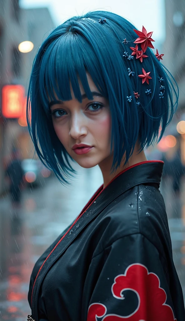 Close up portrait of a woman imitating the character Konan from the ...