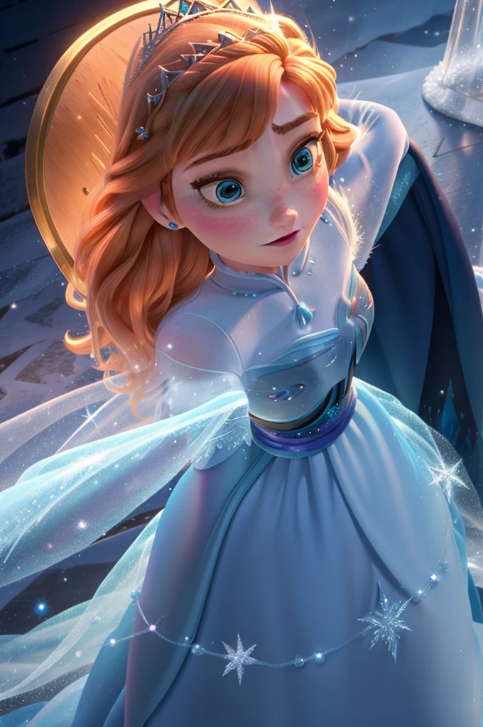 There is a young woman, Dressed in a frozen princess costume - SeaArt AI