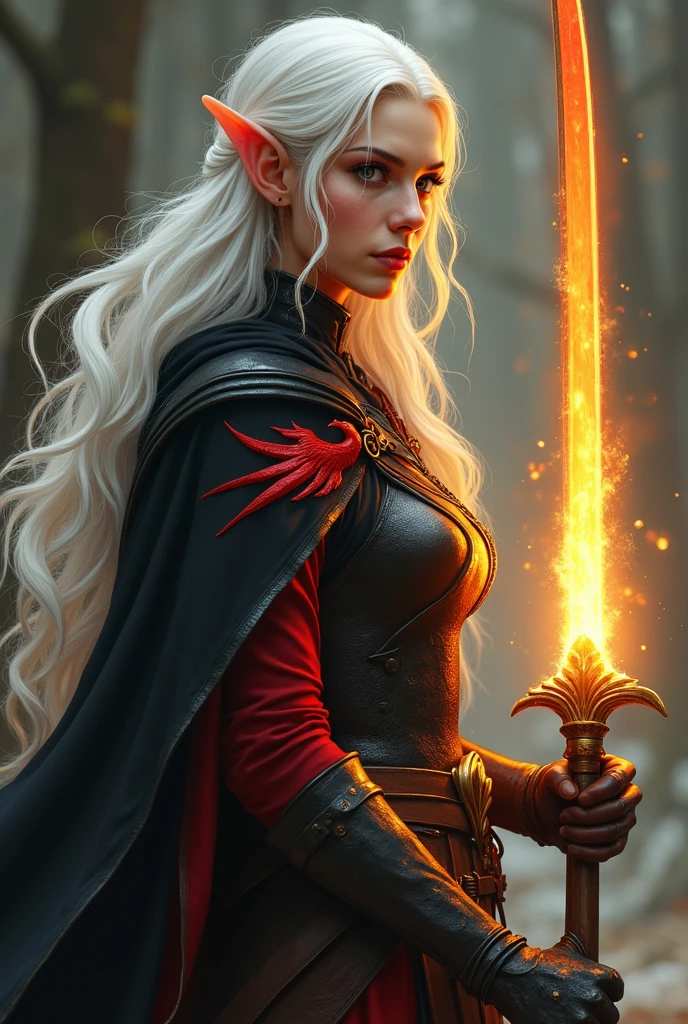 Draw an Elven Warrior. Beautiful, athletic , the face of a wise woman ...