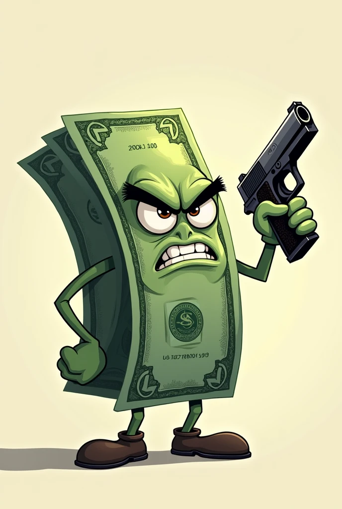 An animated dollar bill , with a frustrated look and countenance and ...