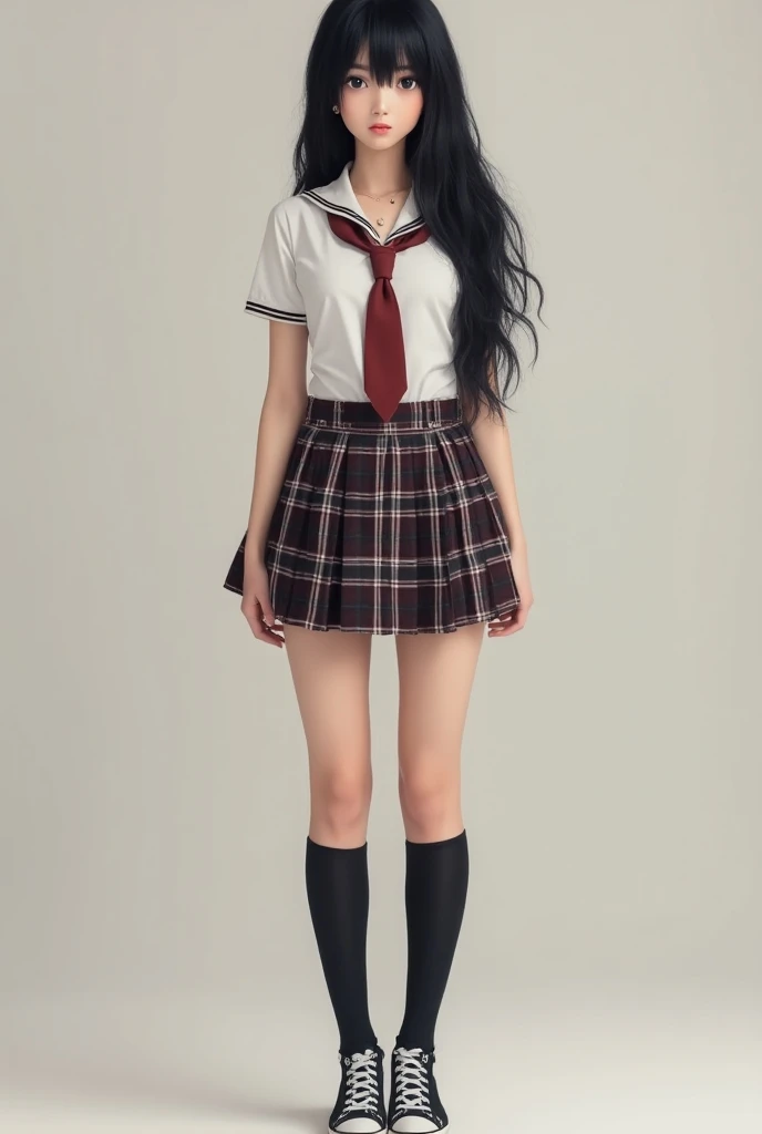 Stand up straight. white woman, (long rebonded black hair). standing ...