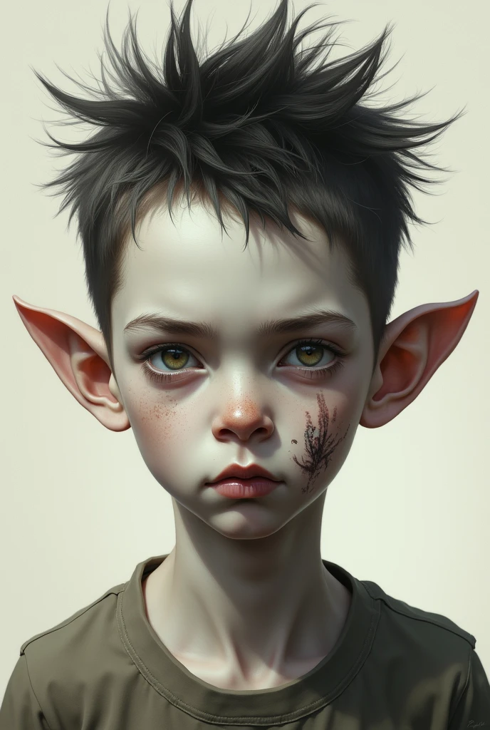 A boy guero with an elongated face, a slap and with standing hair ...