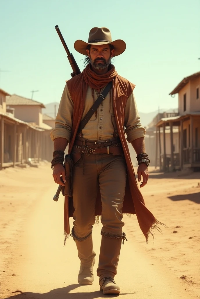 A Cowboy from the years 1899 , Wearing indigenous clothes wandering ...