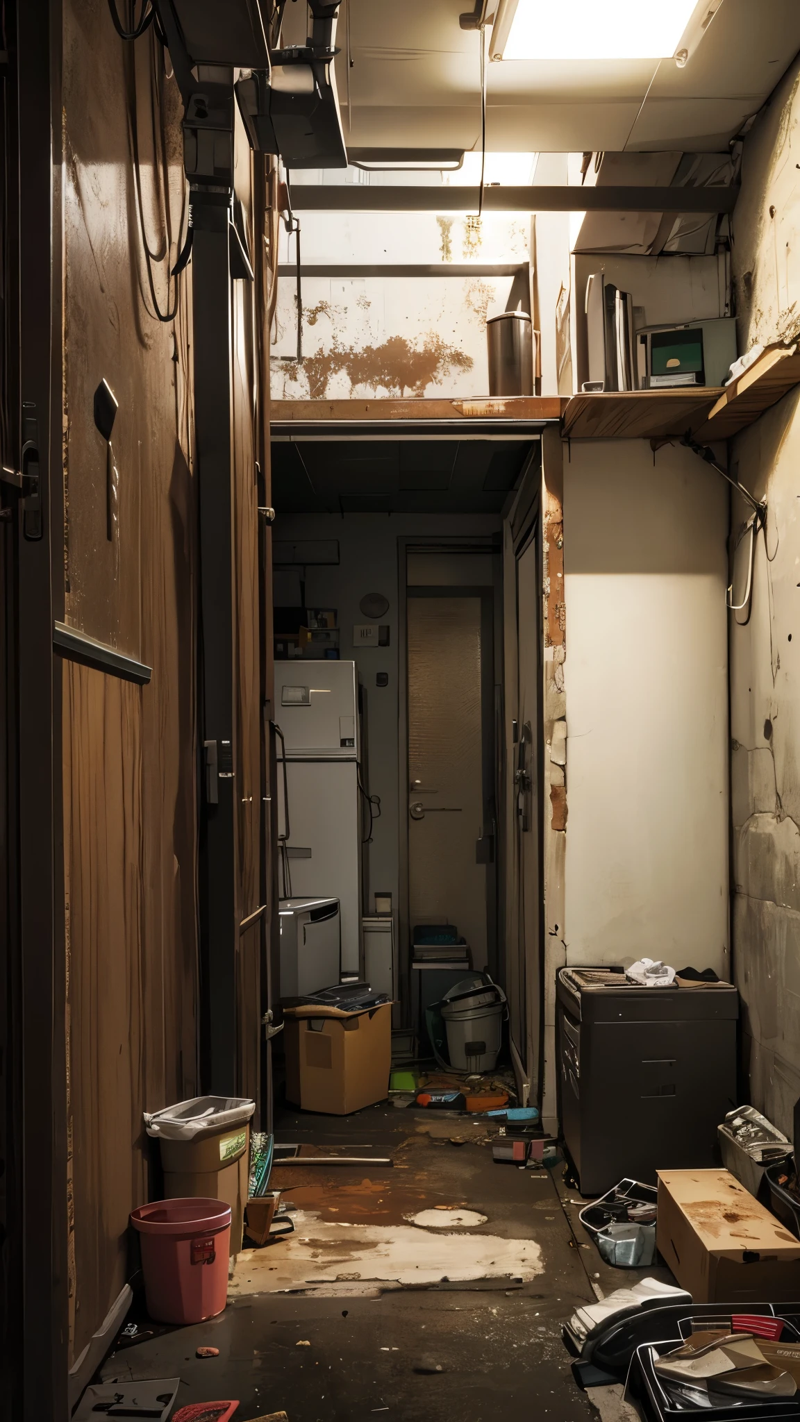 cramped apartment,dark,dirty,It's rusty - SeaArt AI