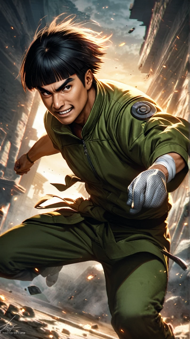 Portrait of Might Guy from Naruto Shippuden, hyper-realistic 4k render ...