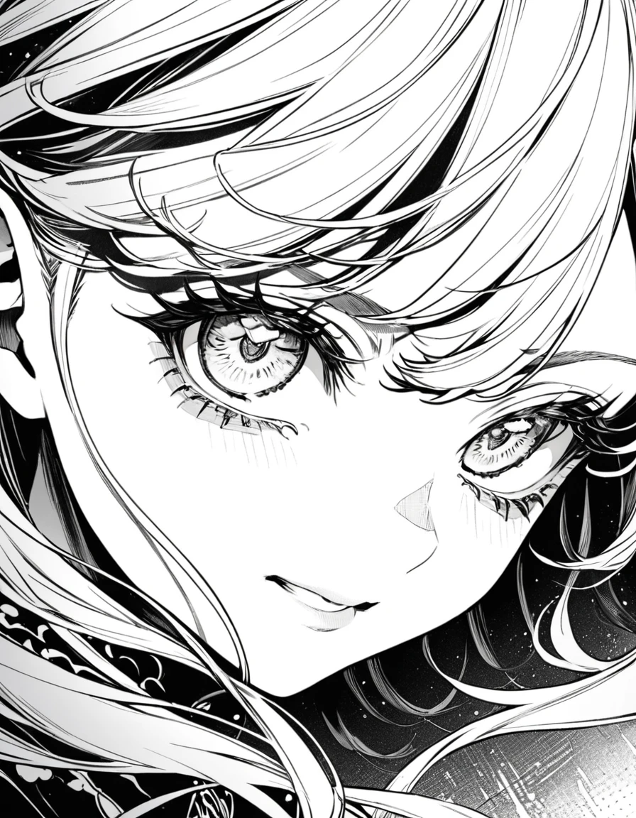 Drawing of a woman with only the whites of her eyes, from the shojo ...