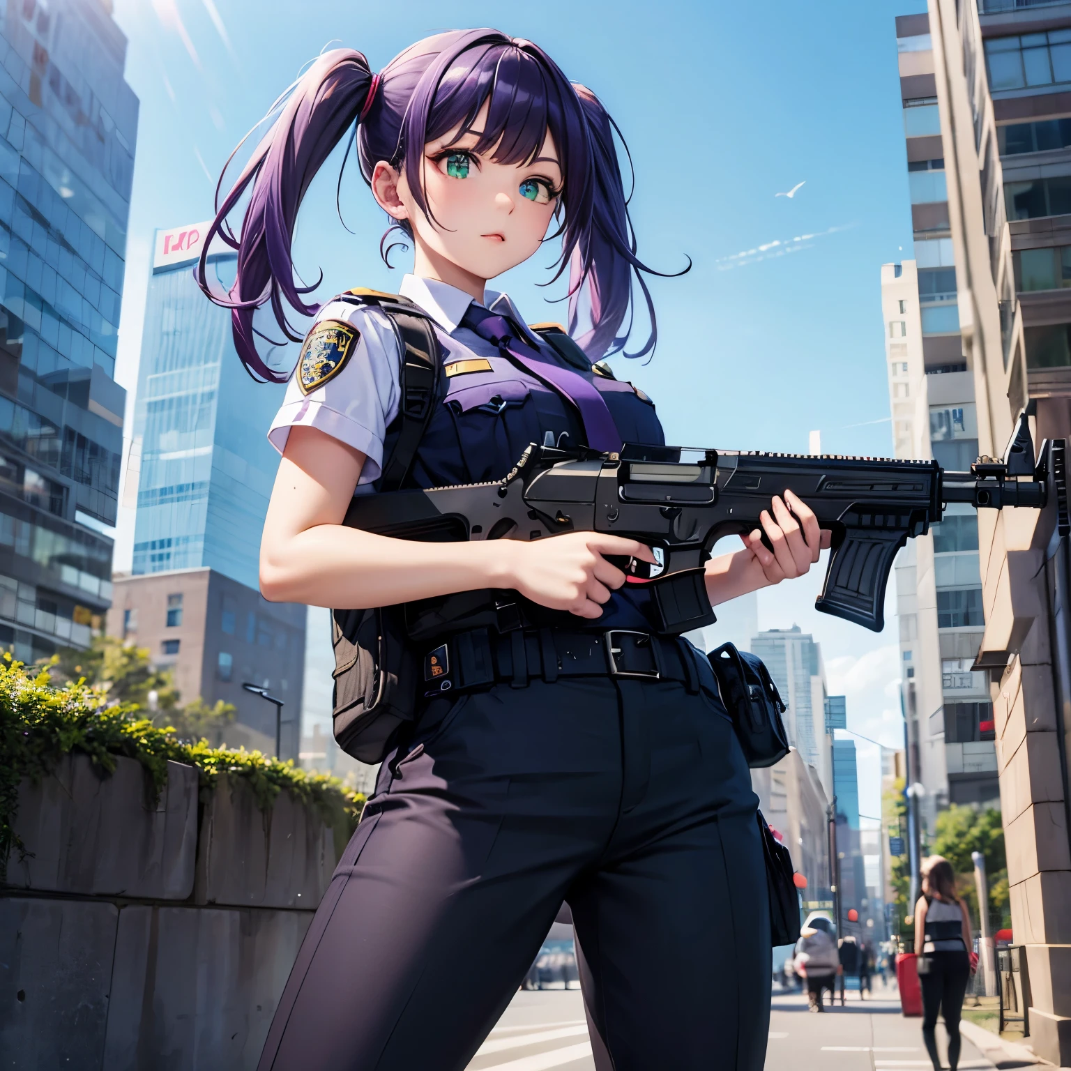 ((masterpiece)), ((best quality)), ((highres)), 1girl, solo, police ...