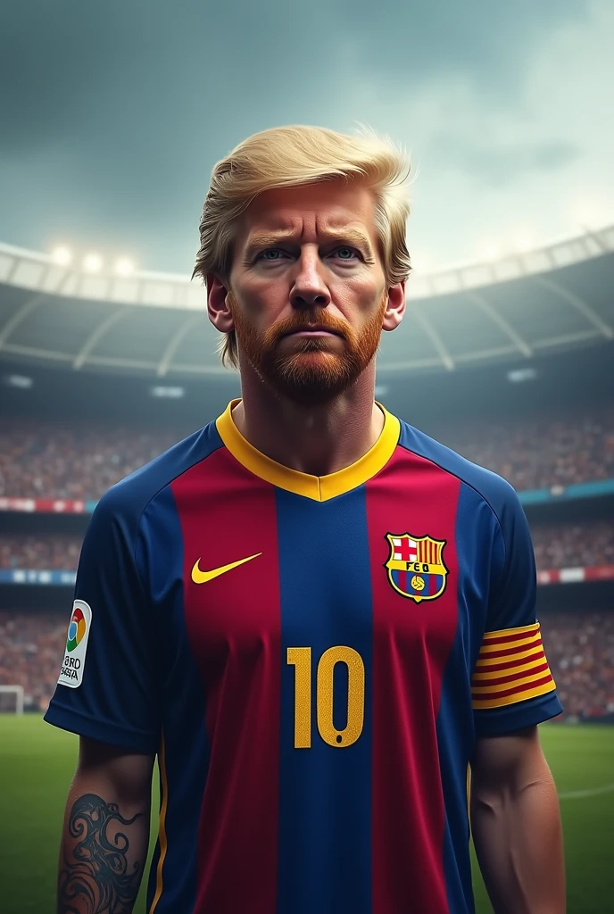 Create a surreal digital portrait of a character merging features of ...