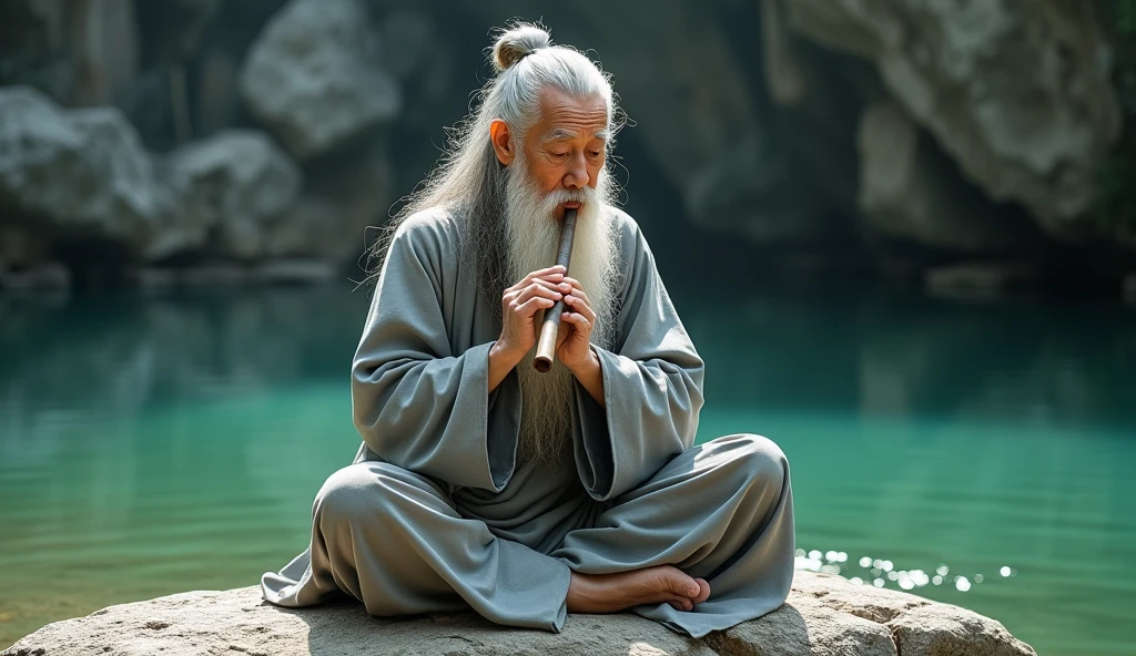 Ancião chinês, Cheio de sabedoria, cabelo e barba grisalhos, Visão ...