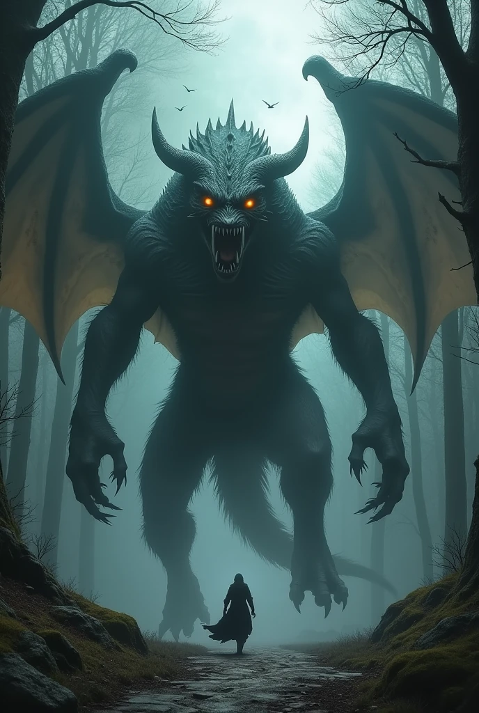 "Create a terrifying hybrid monster by combining a [Animal 1 - SeaArt AI