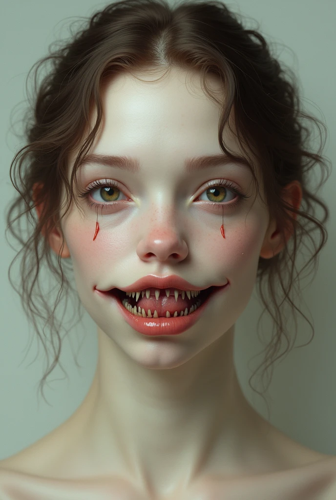 Woman with mouse teeth and bworn hair - SeaArt AI