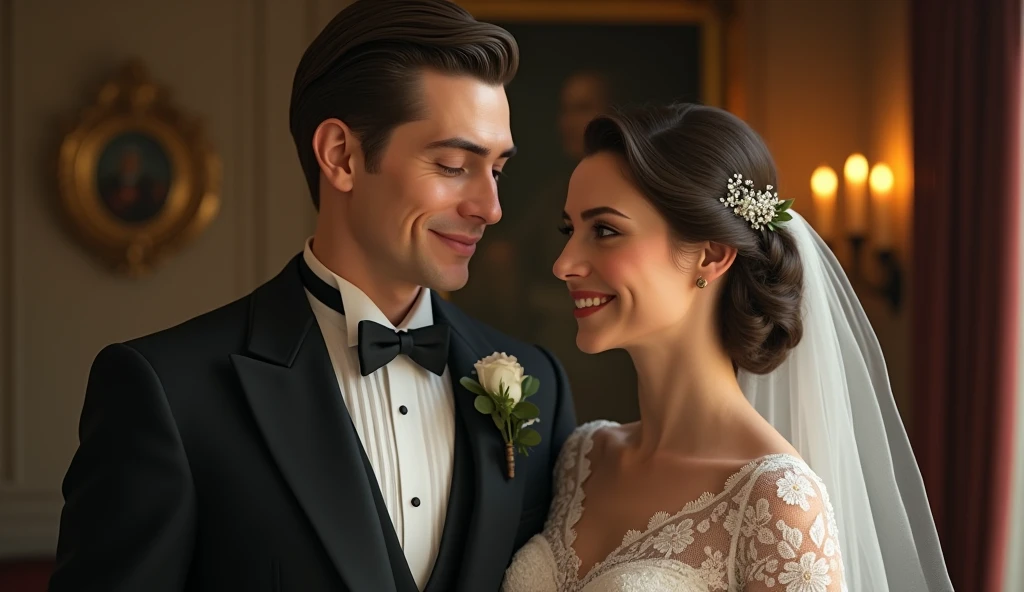 (photorealism:1.2), Wedding photos of Judy and her husband James ...