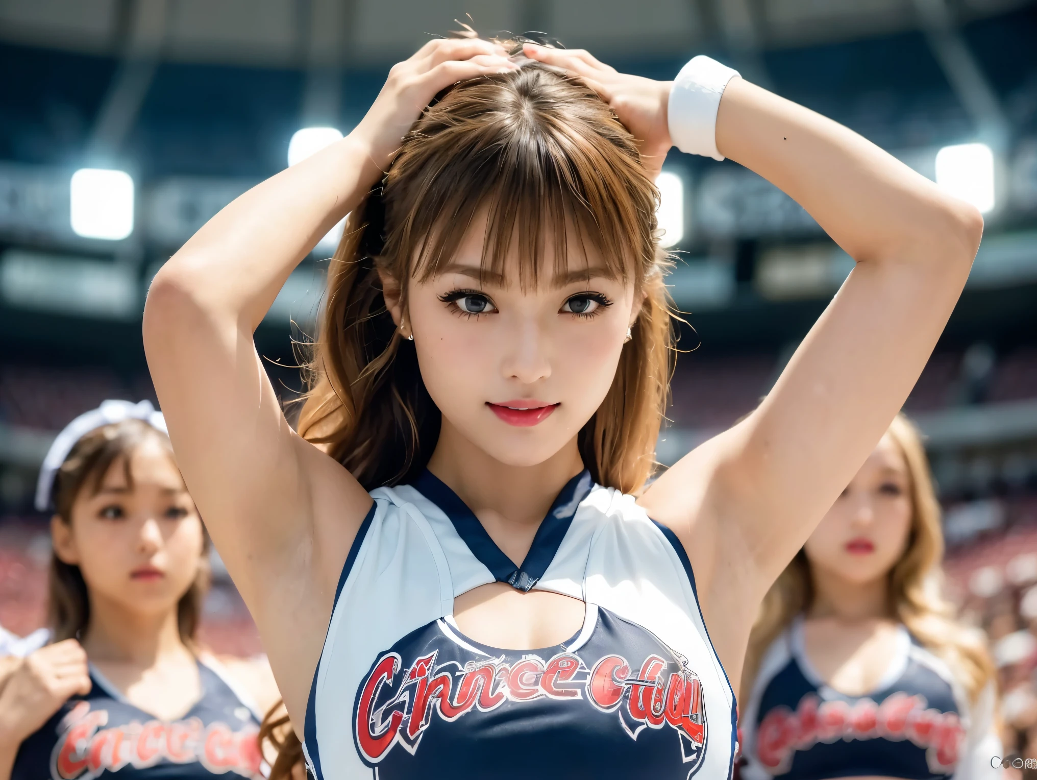 ((3 girls)),((3 intimate cheerleaders )),((Cheerleader Pictures - SeaArt AI