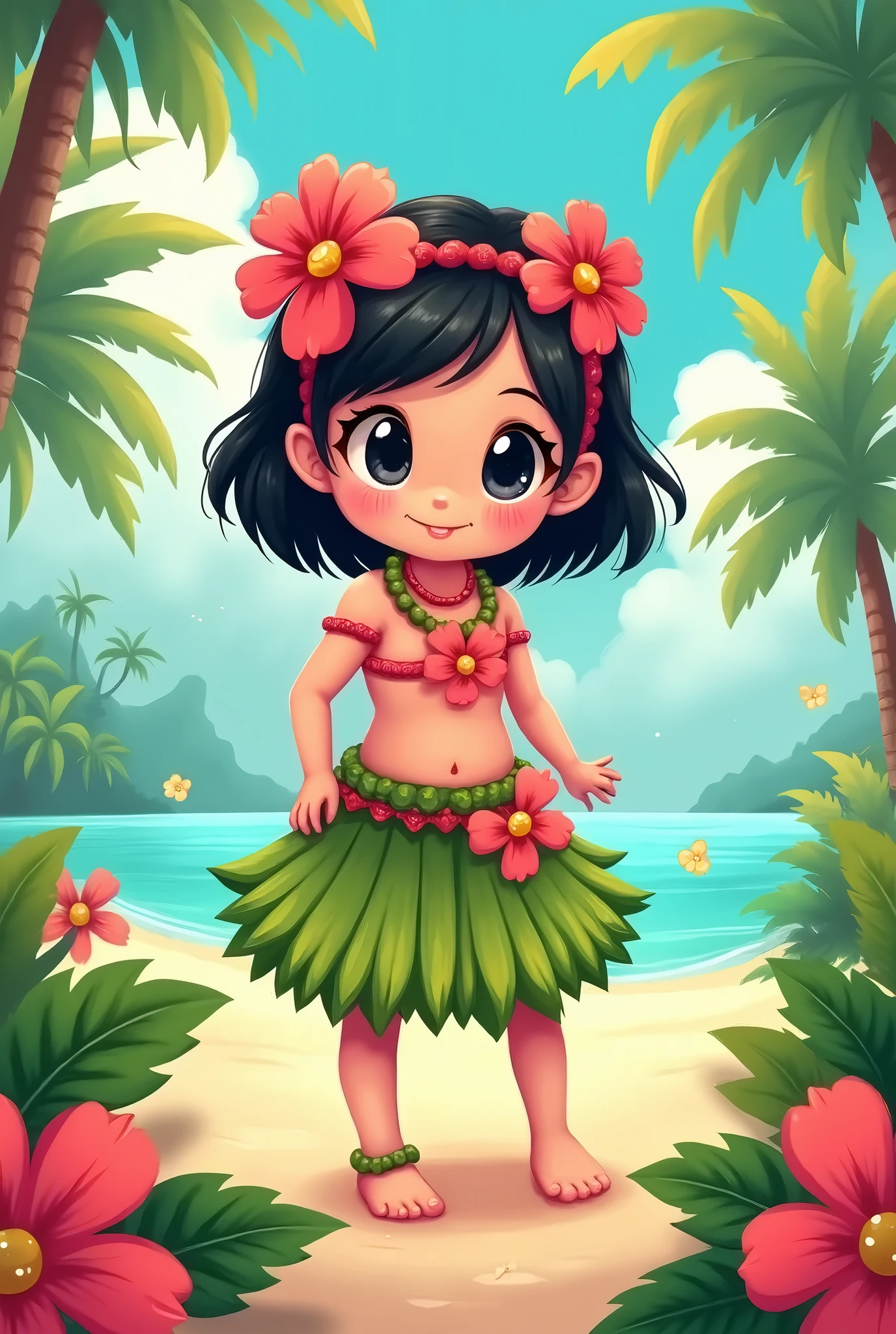 Hula girl like Hello Kitty - SeaArt AI