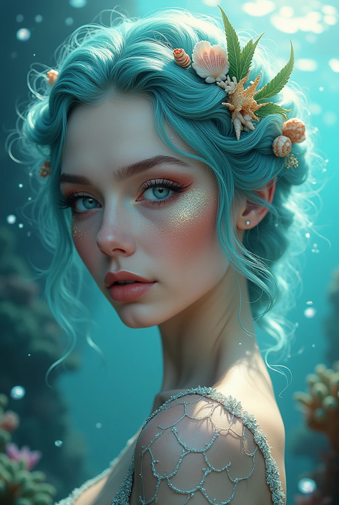 Mermaid Glam: Sea-Inspired Makeup Transformation" - SeaArt AI