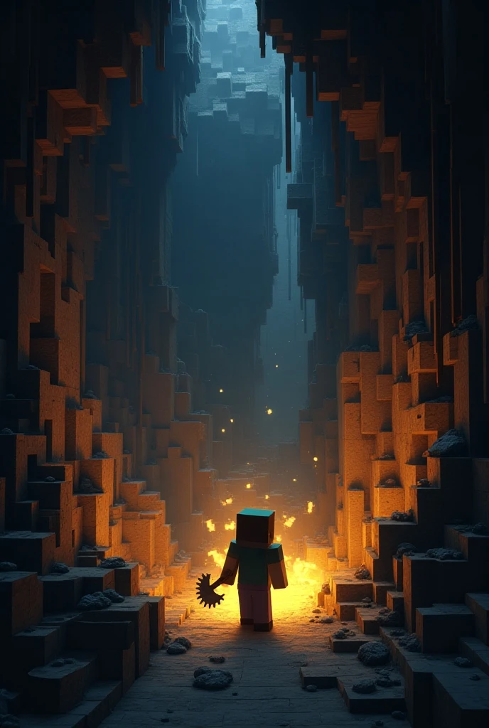 ( Minecraft World ), Minecraft,Inside the cave,lanthanum,Pickaxe - SeaArt AI