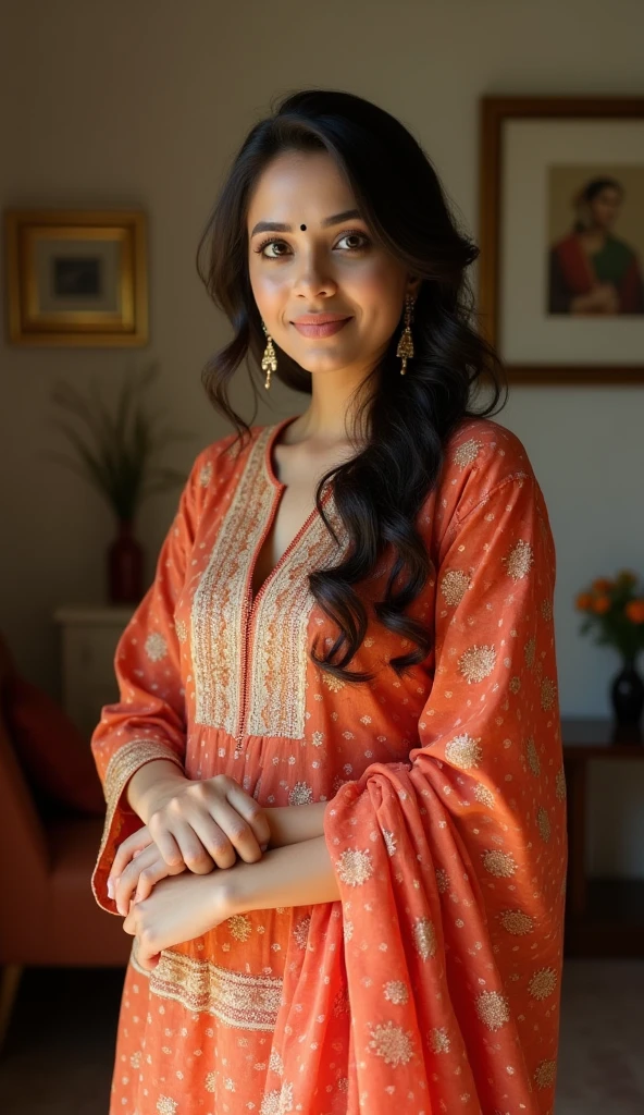 A beautiful young woman with a modern Marathi look stands confidently ...