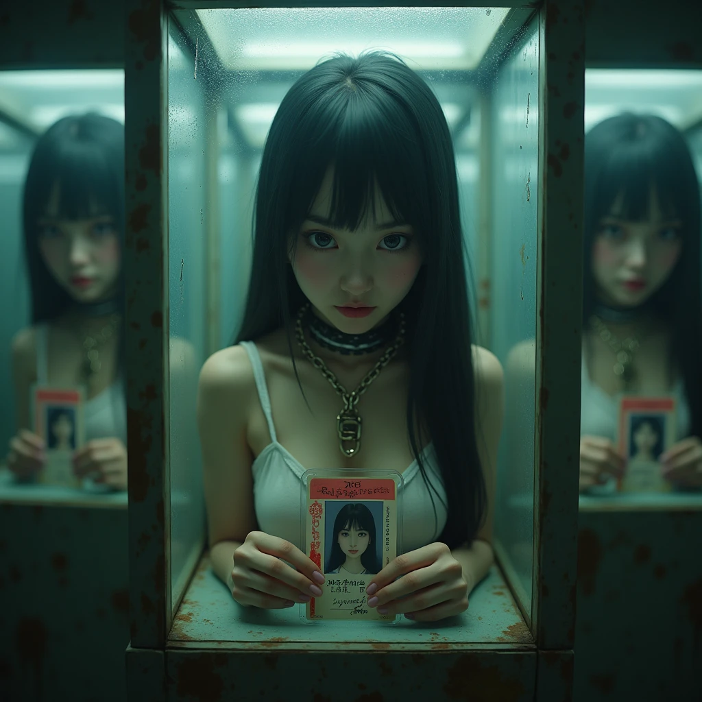 ExtremelyDetailed Pretty JK trapped in a small glass Regular Cube - SeaArt AI