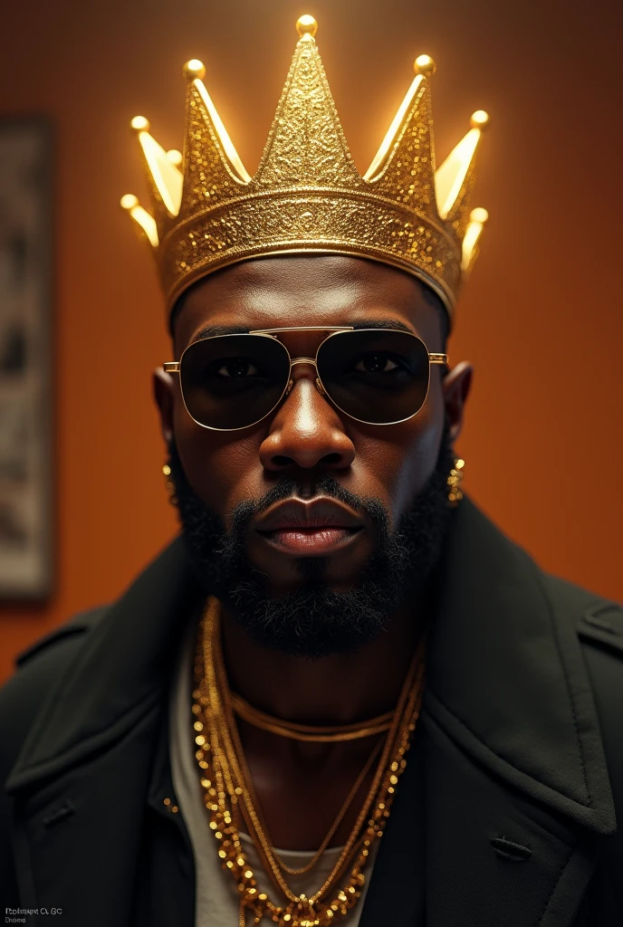 Notorious B.I.G with a gold crown on his head, standing in a recording ...
