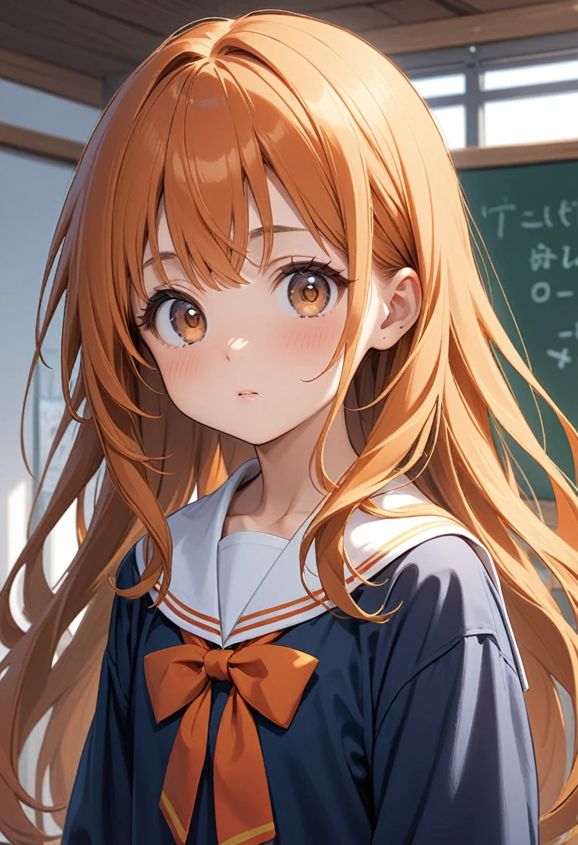 1 girl elementary school student, Orange hair long hair , Men - SeaArt AI