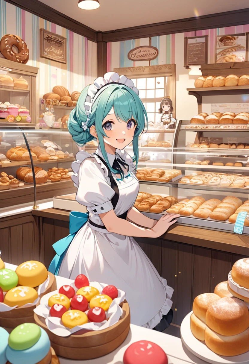 Colorful sweets、 freshly baked bakery in the background 、colorful ...