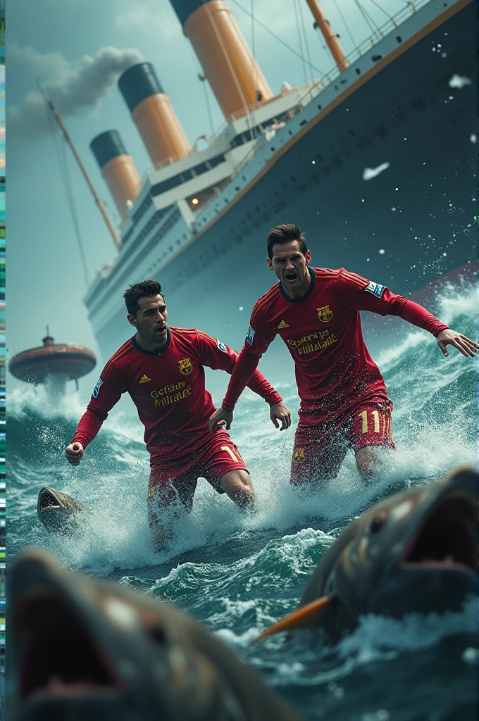 Ronaldo messi suffer the titanic ship 🚢 ship water fish eat but neymar ...