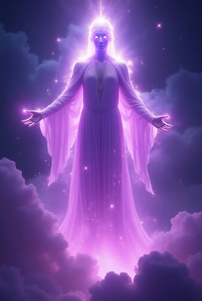God of Heaven composed of purple light - SeaArt AI