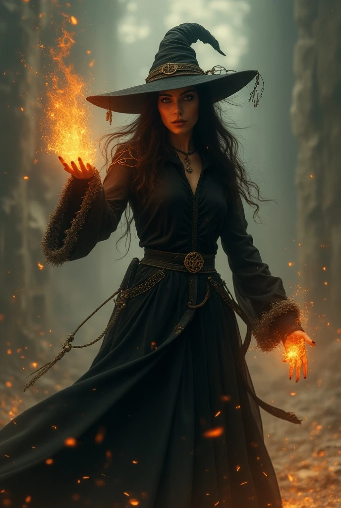 Beautiful witch fighting with allah - SeaArt AI