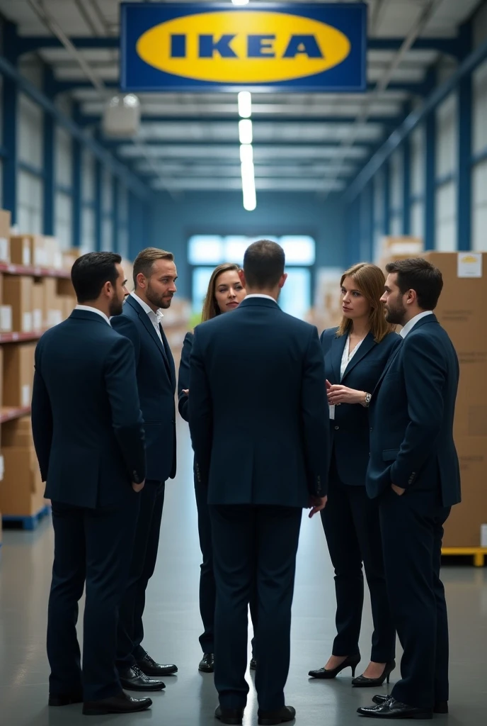workers generate realistic image of a group of people , Ikea - SeaArt AI